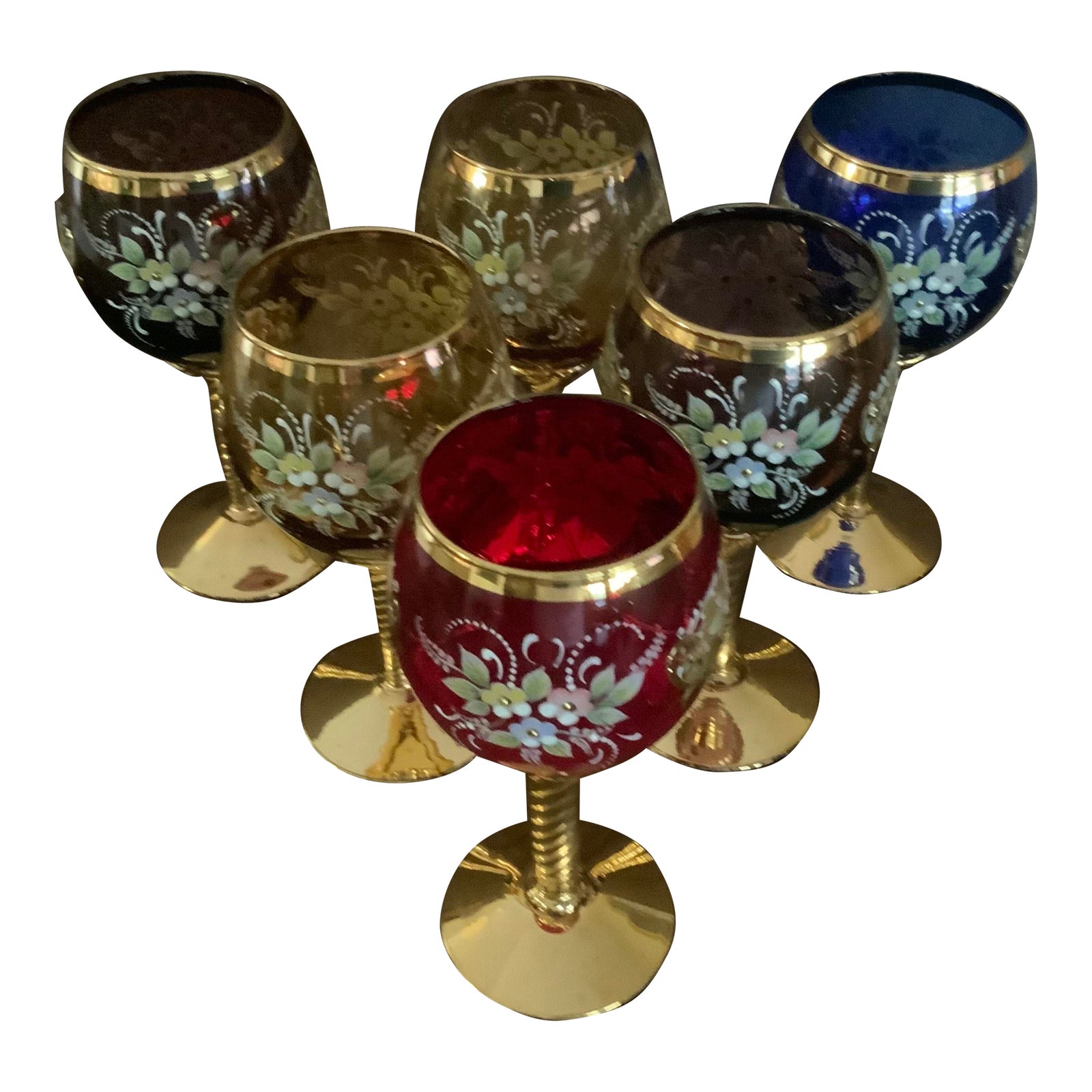 1960s Hock Wine Glasses Individually Signed by the Artists- Set of 6 ...