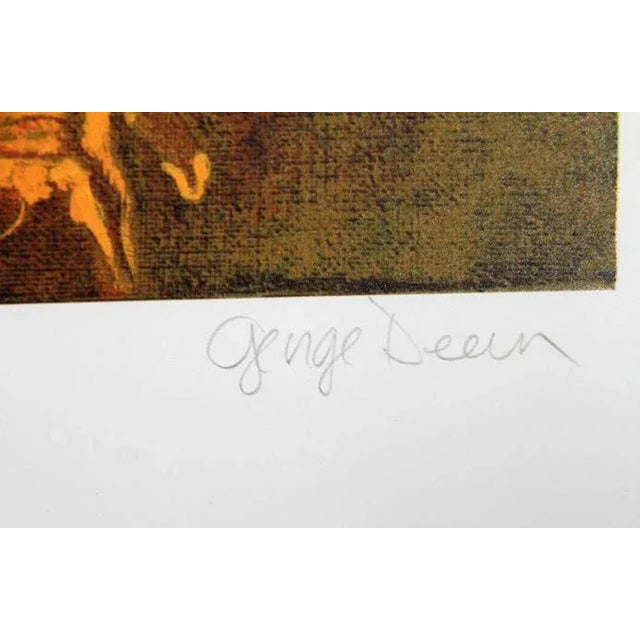 George Deem, Woman in Green With Vermeer's Lacemaker, Lithograph | Chairish