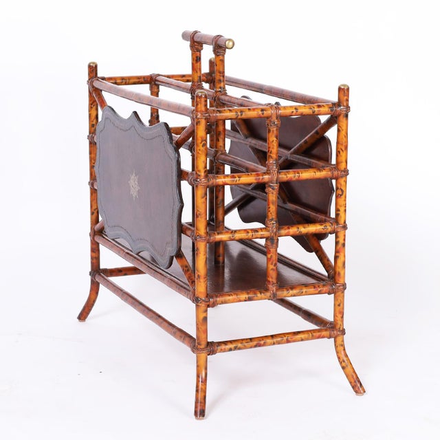 British Colonial Style Faux Bamboo Magazine Rack | Chairish
