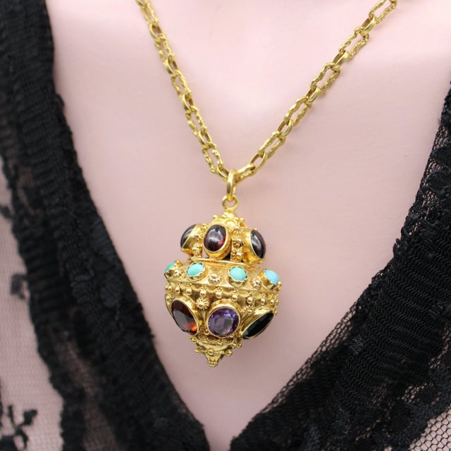 1960s Vintage 18k Gold Etruscan Revival Extra Large Lantern Charm With ...
