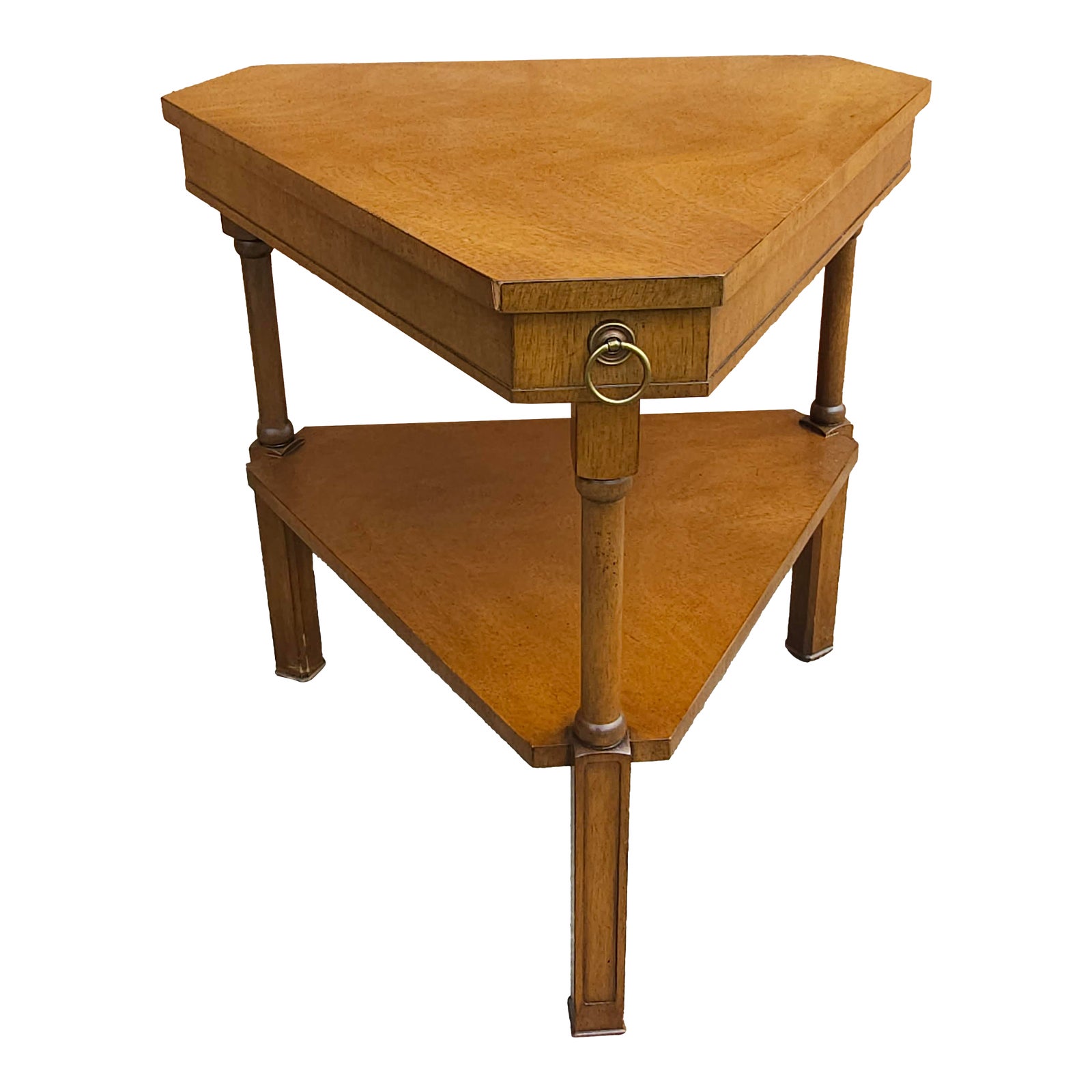 Fine Arts Furniture Two-Tier Walnut Triangular Side Table | Chairish