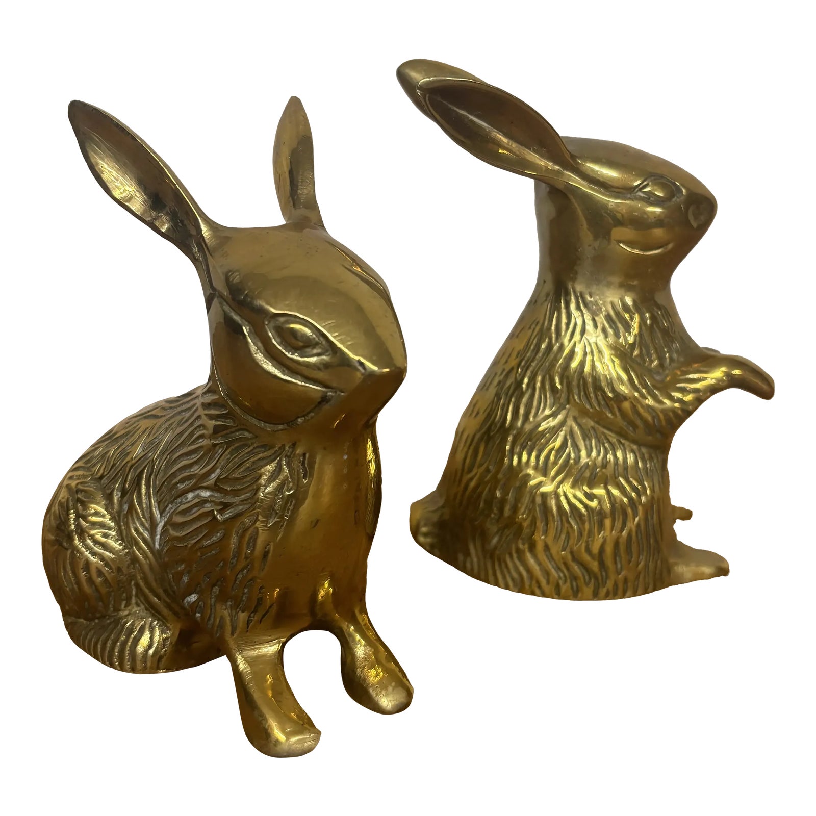 Vintage Brass Rabbits - a Pair | Chairish