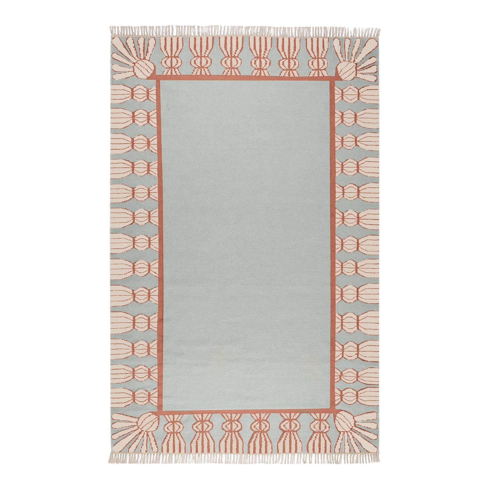 Part & Parcel Goods Wool Tassel Runner, 2’6” x 8', Sky Blue, Topaz and ...