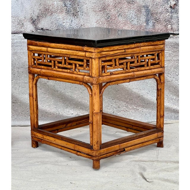 A Pair Chinese Export Ebonized Top Bamboo Side Tables | Chairish