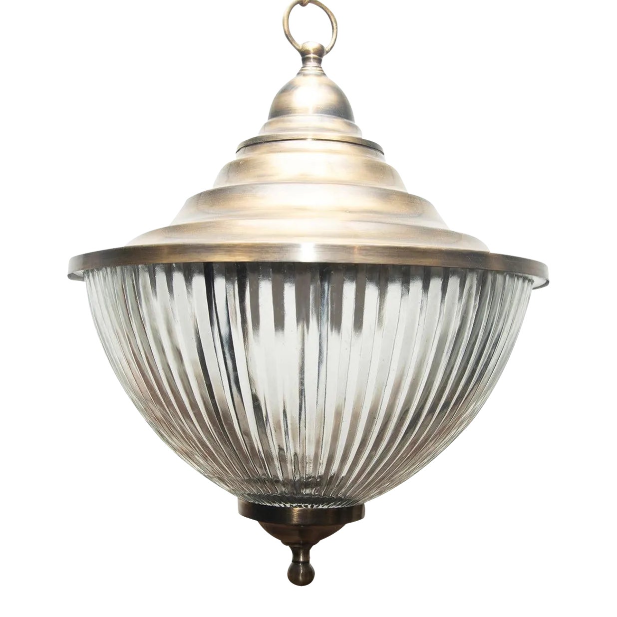 Vintage Art Deco Brass & Glass Ship Ceiling Fixture Pendant Hanging ...