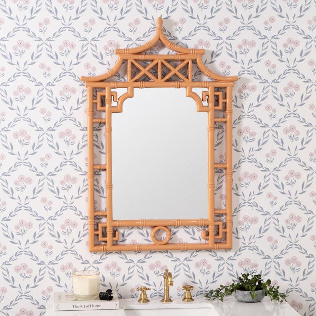 Shing Pagoda Wall Mirror, Glossy Spice | Chairish