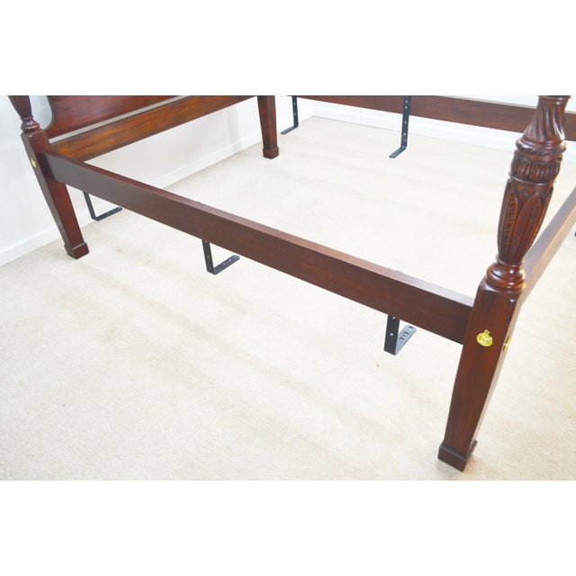 Henkel Harris Mahogany Rice Carved Poster Queen Poster Bed | Chairish