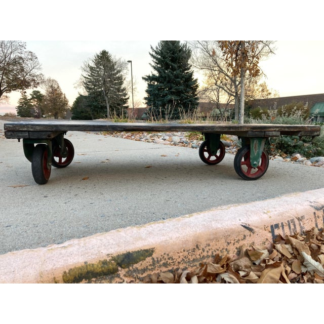 Industrial Wood & Cast Iron Factory Cart Coffee Table by Fairbanks ...