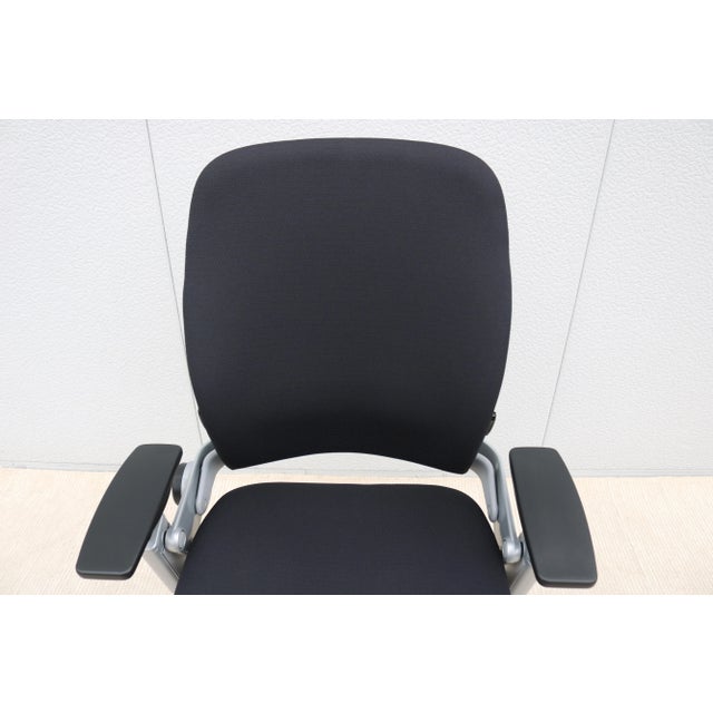 Steelcase Leap Ergonomic Stool Chair in Black Fabric Fully Adjustable ...