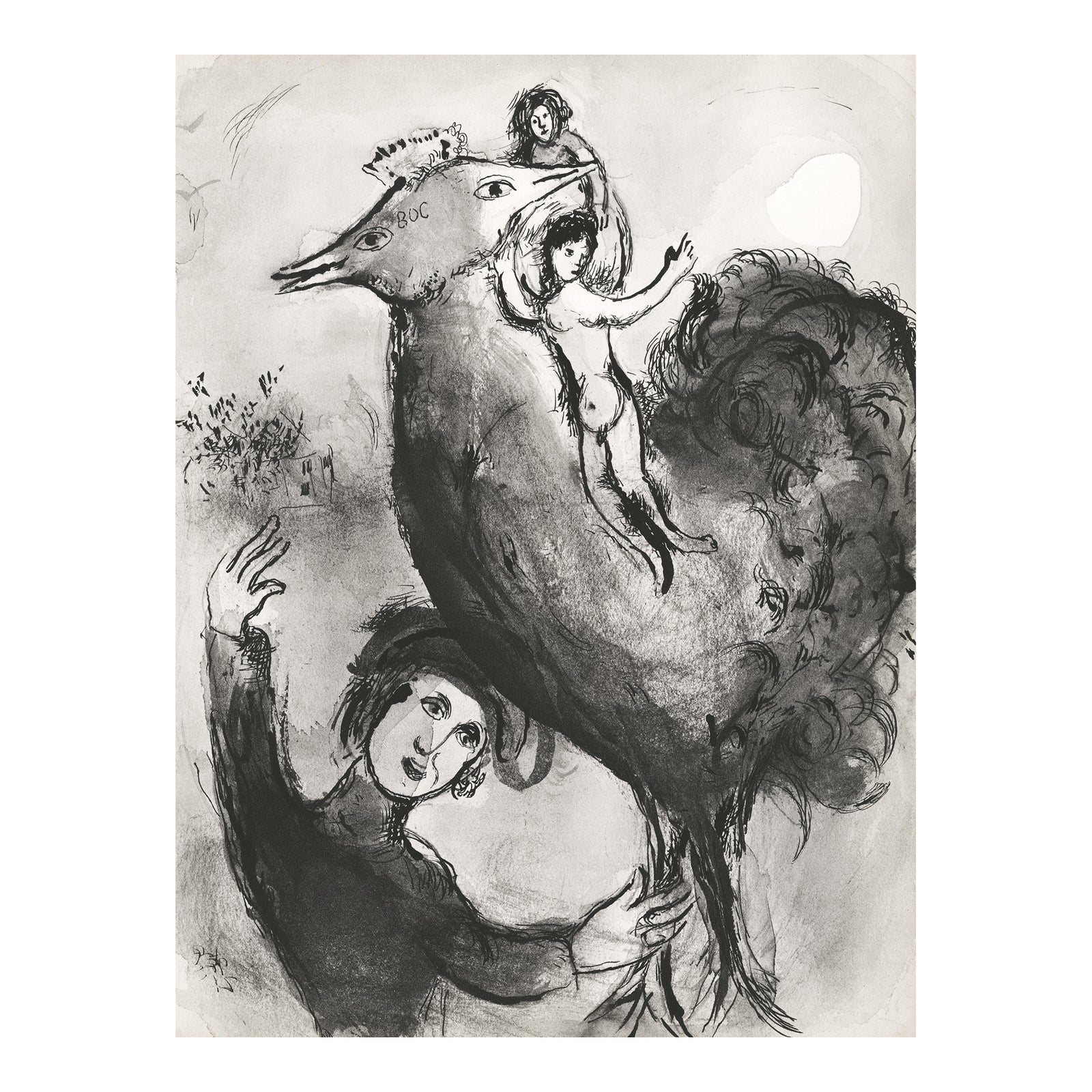 Original 1950 Lithograph "Le Faucon" From "Contes De Boccace" by Marc ...