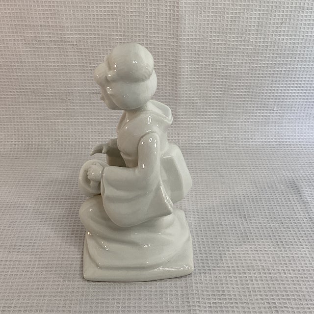 Blanc De Chine Seated Japanese Geisha Asian Lady Figurine | Chairish