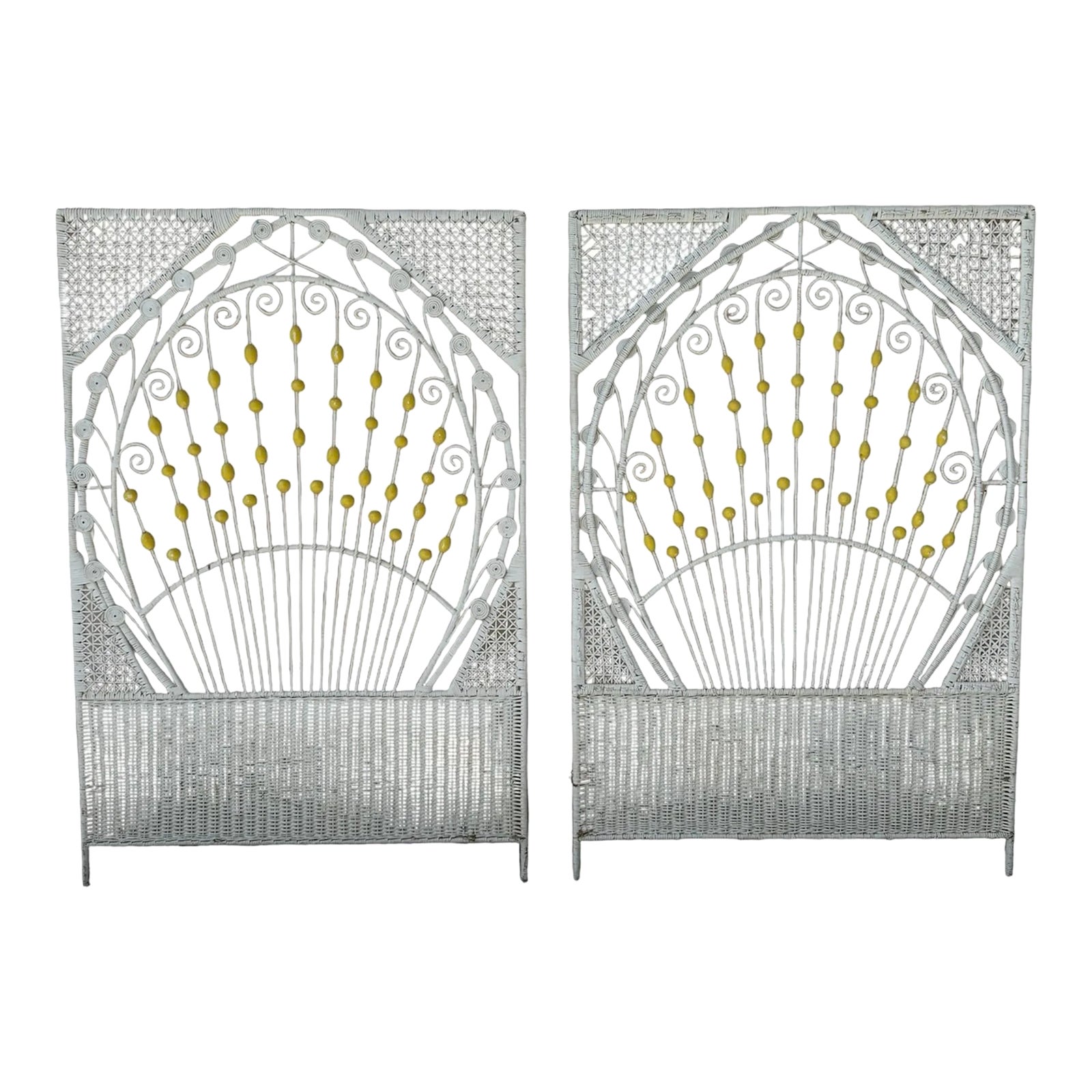 1940s Palm Beach Regency Wicker and Ball Twin Headboards - a Pair ...