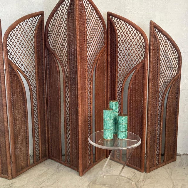 Large Vintage Wicker Room Divider Screen | Chairish