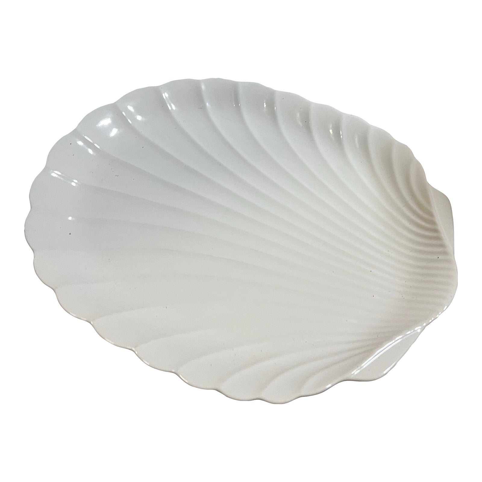 1970s Vintage White Ceramic Shell Style Serving Platter | Chairish