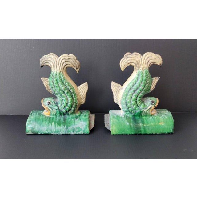 Antique Asian Architectural Figural Fish Roof Tile - a Pair | Chairish