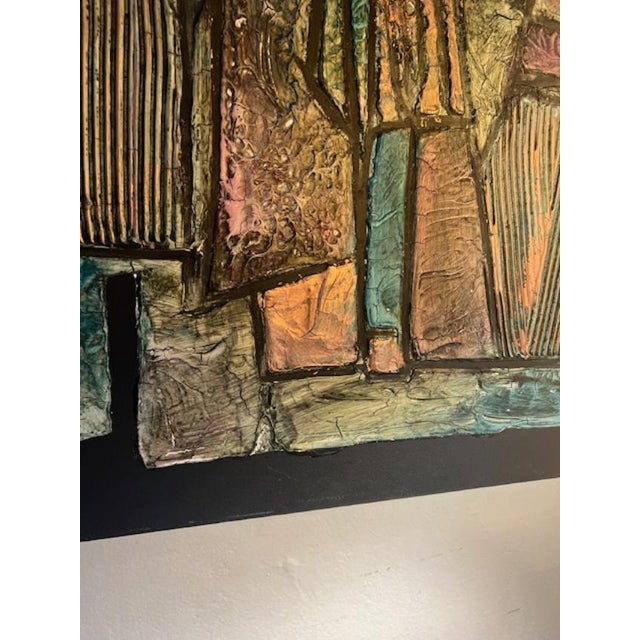 1970s Clifton Geometric Abstract Impressionist Oil Painting, 62x48 ...