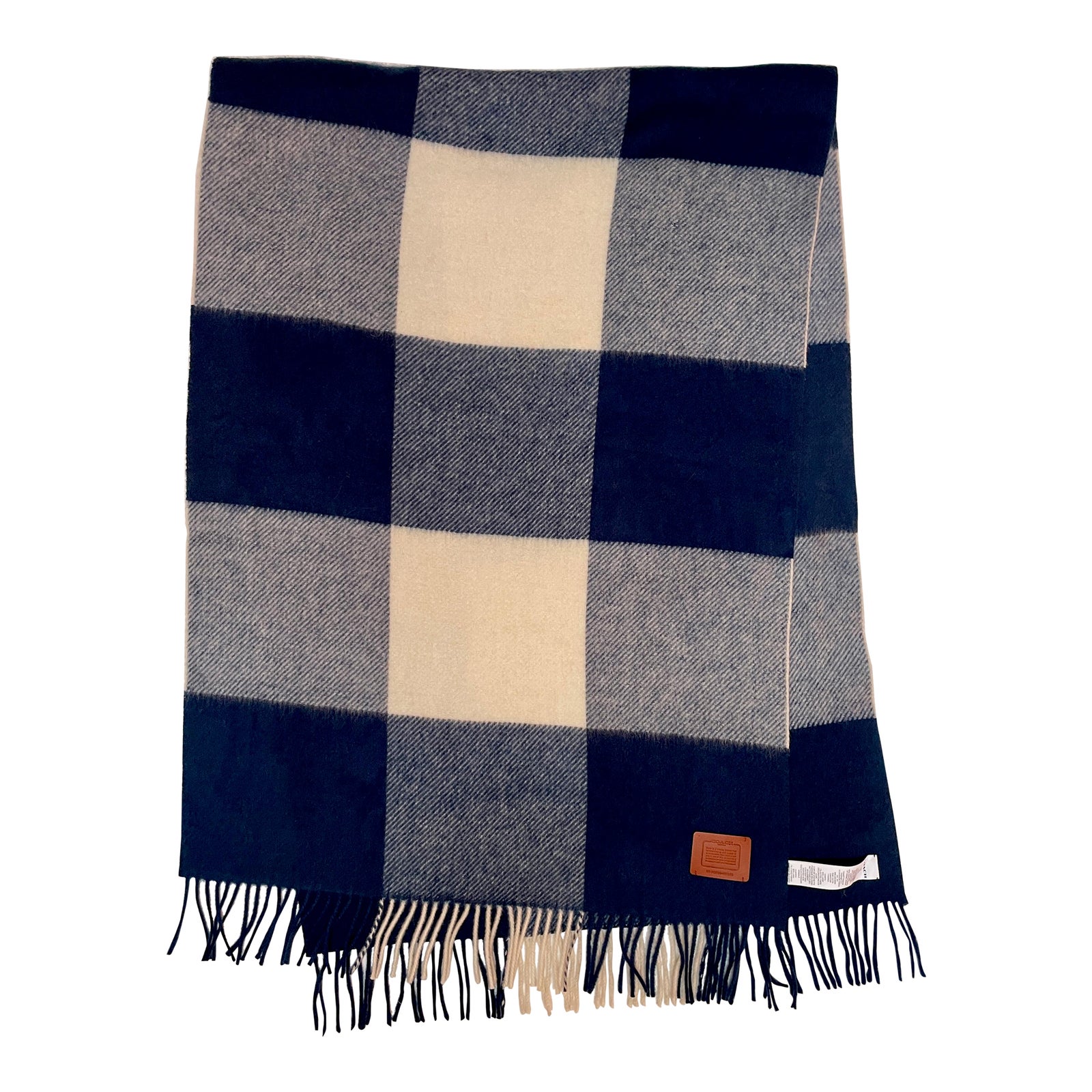 Coach Wool Plaid Scarf Throw | Chairish