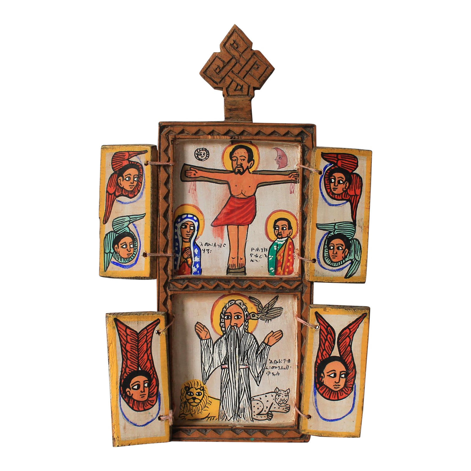 Ethiopian Orthodox Coptic Triptych Icon Hand Painted Crucifixion ...