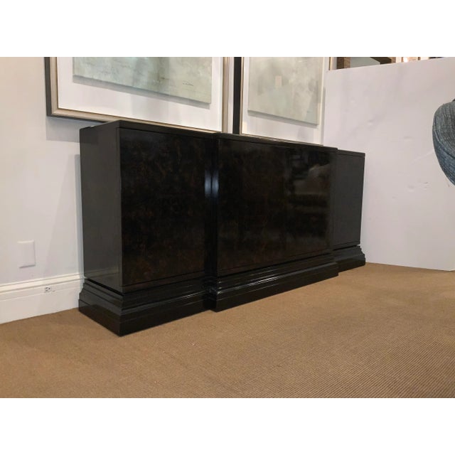 Baker Modern Black and Brown Lacquer Burl Wood Sideboard | Chairish