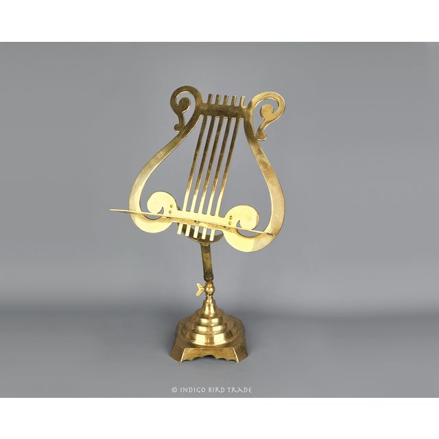 Large Vintage Solid Brass Lyre Harp Adjustable Book Stand or Music ...