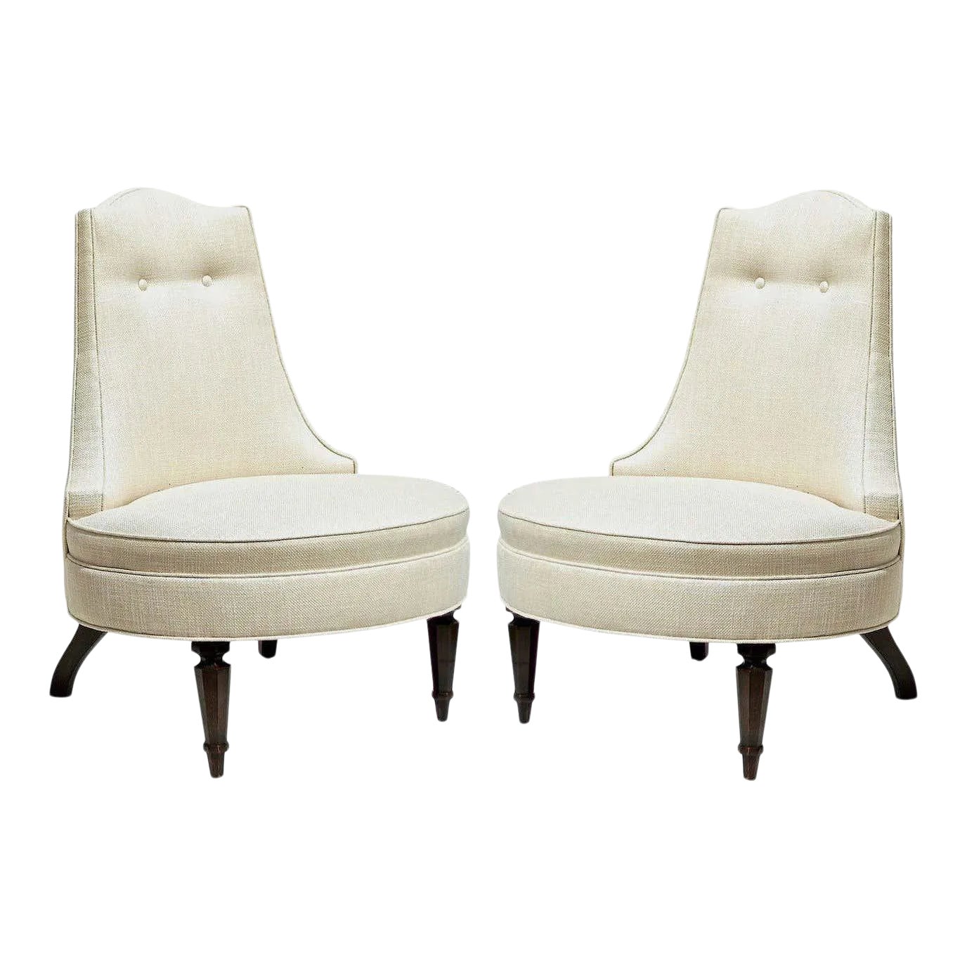 Hollywood Regency Style Lounge Chairs - A Pair | Chairish