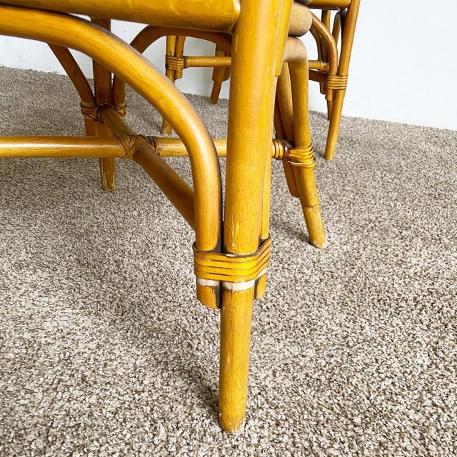 Boho Chic Bamboo Rattan Dining Chairs - Set of 4 | Chairish