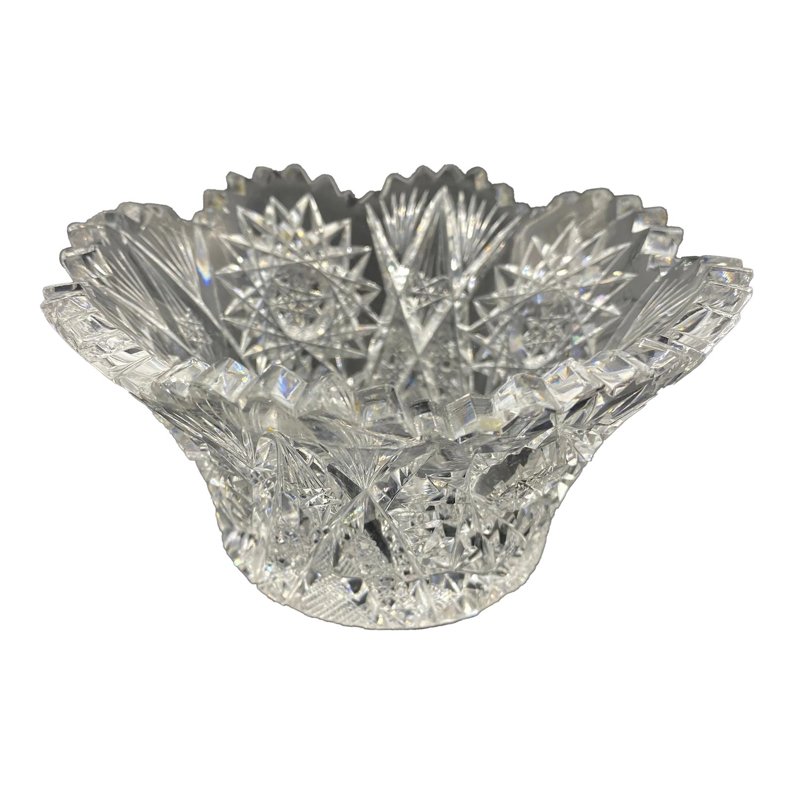 Vintage 1853 Corning American Brilliant Period Cut Glass J Hoare Flared ...