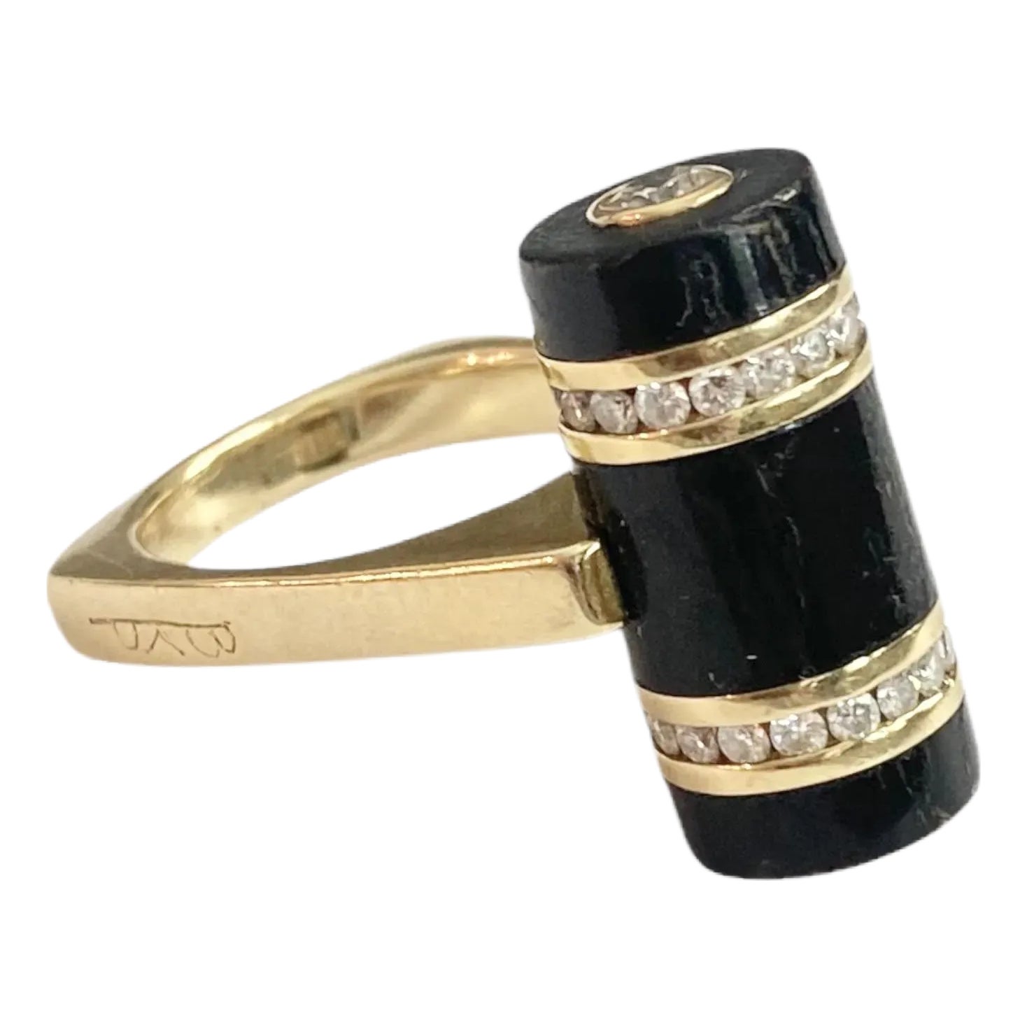 Vintage Bernard K Passman 18k Gold Black Coral & Diamond Ring | Chairish