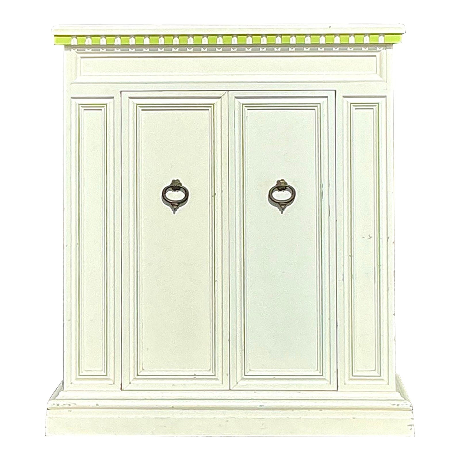 Vintage Coastal Notched Narrow Console Cabinet | Chairish