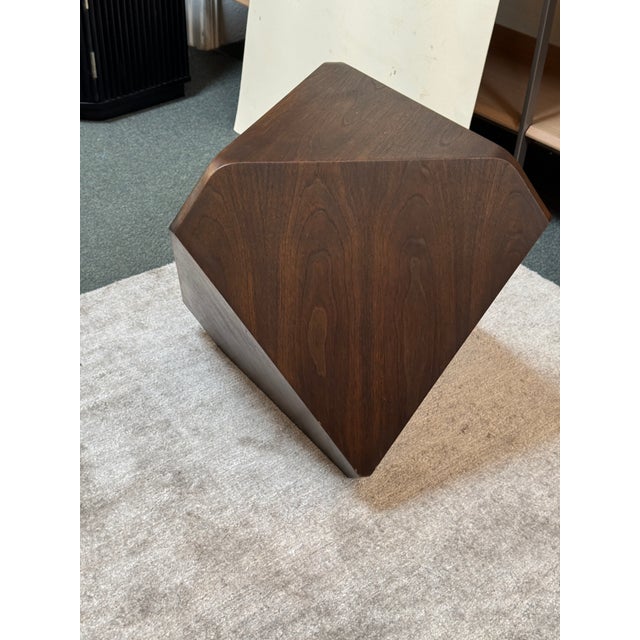 William Earle "Hal" Faceted Walnut Side Table | Chairish