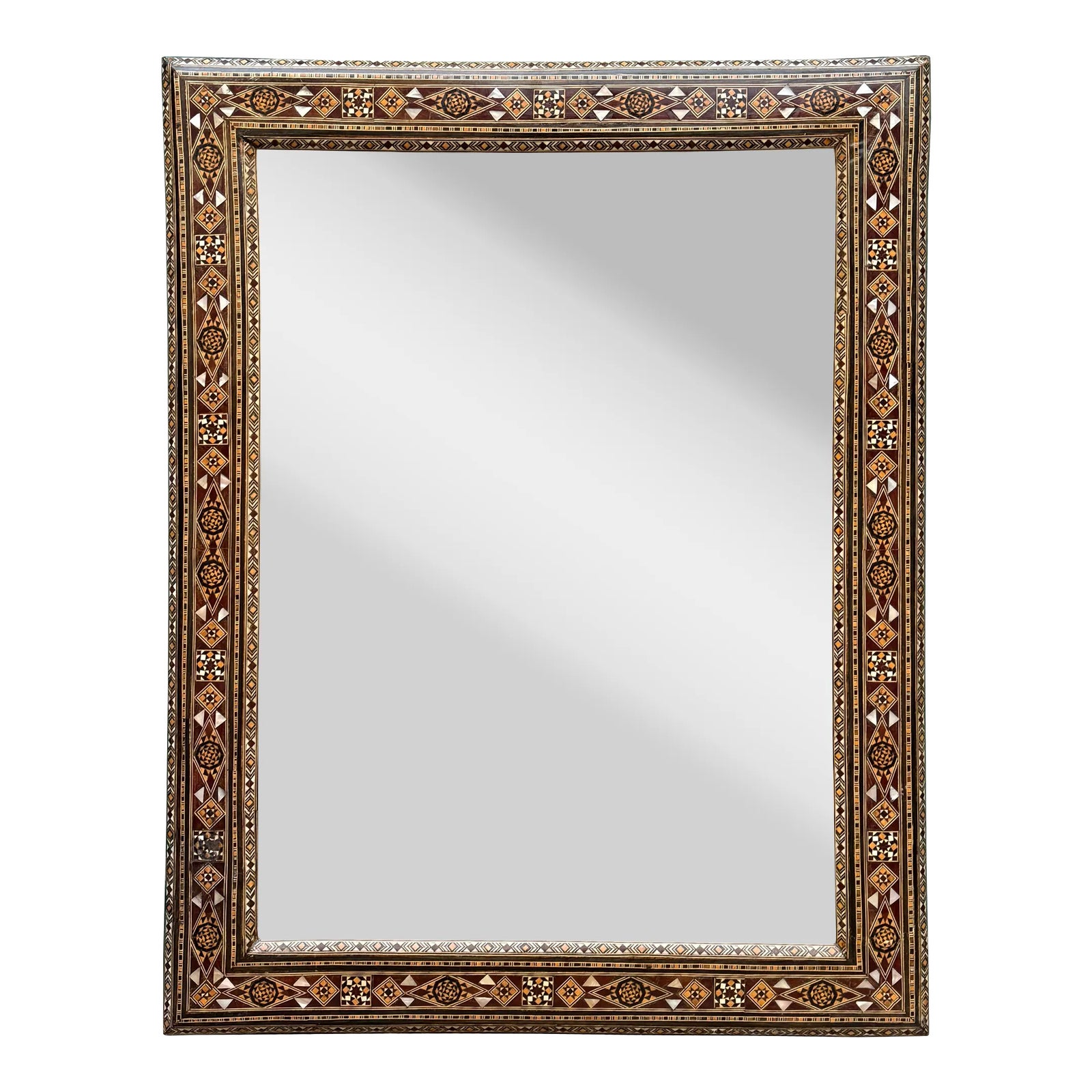Mid 20th Century Middle Eastern Marquetry Mirror Frame | Chairish