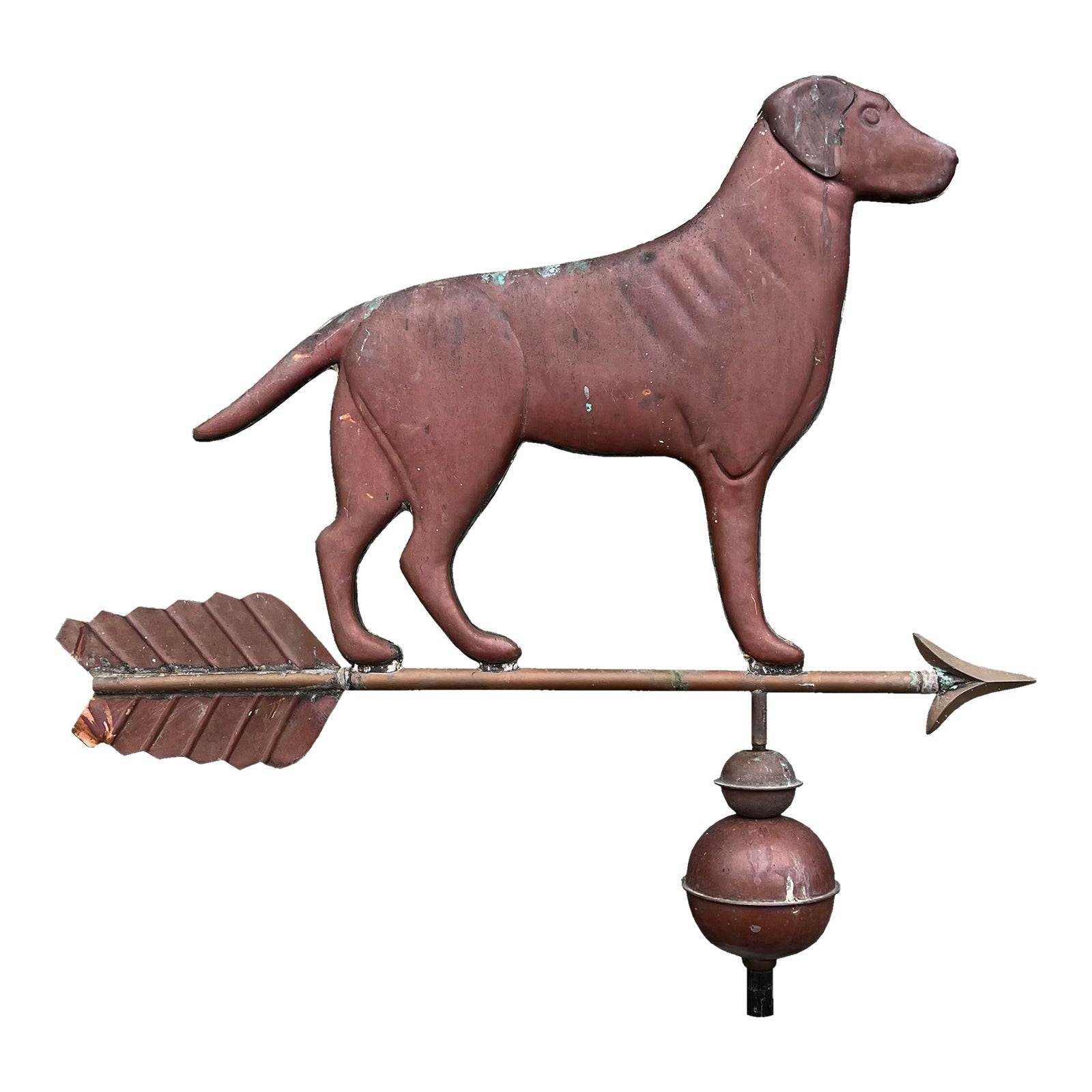 20th Century American Copper Labrador Weathervane on Custom Wall Mount ...