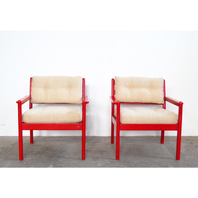 Vintage Armchair with Red Frame | Chairish