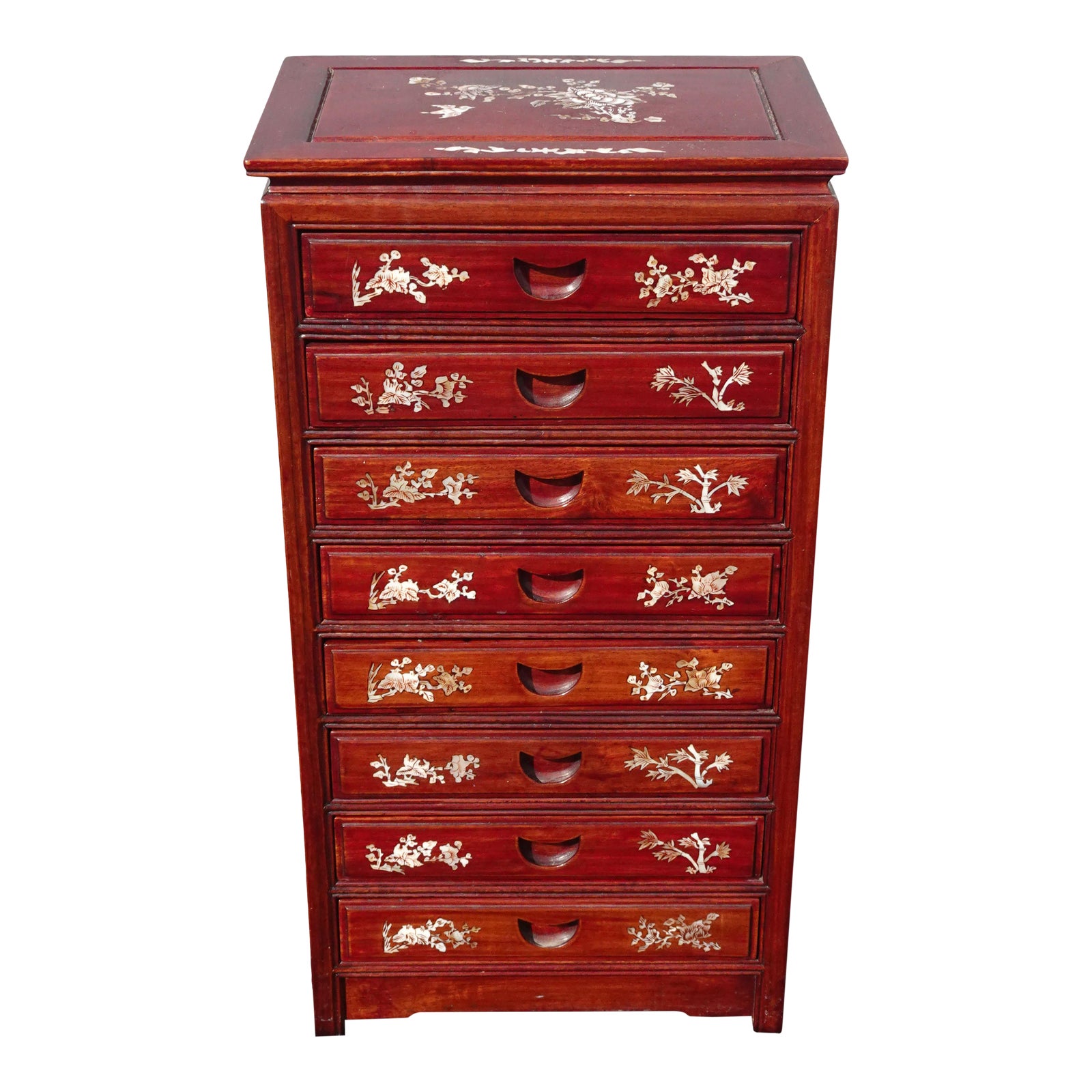 Vintage Rosewood Asian Jewelry Box Cabinet With Mother of Pearl Inlay ...