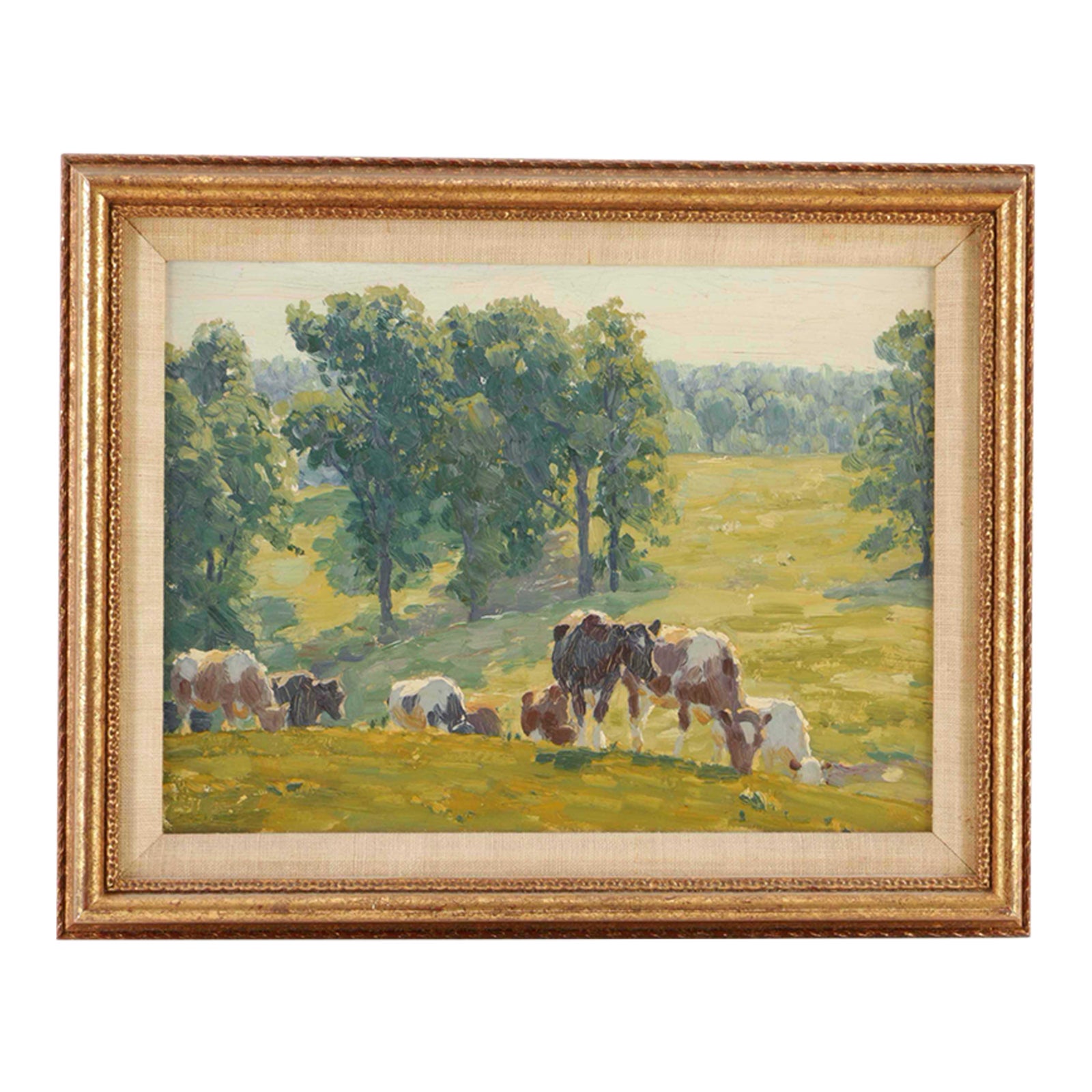 Edward Charles Volkert Pastoral Landscape Painting, Circa 1900 | Chairish