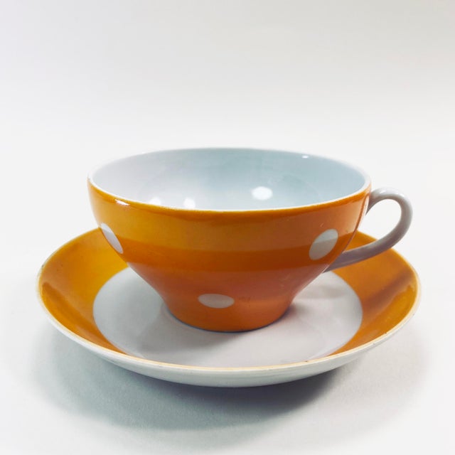 Vintage 1950s Soviet Mid-Century Modern Dulevo Orange Polka Dot Tea ...