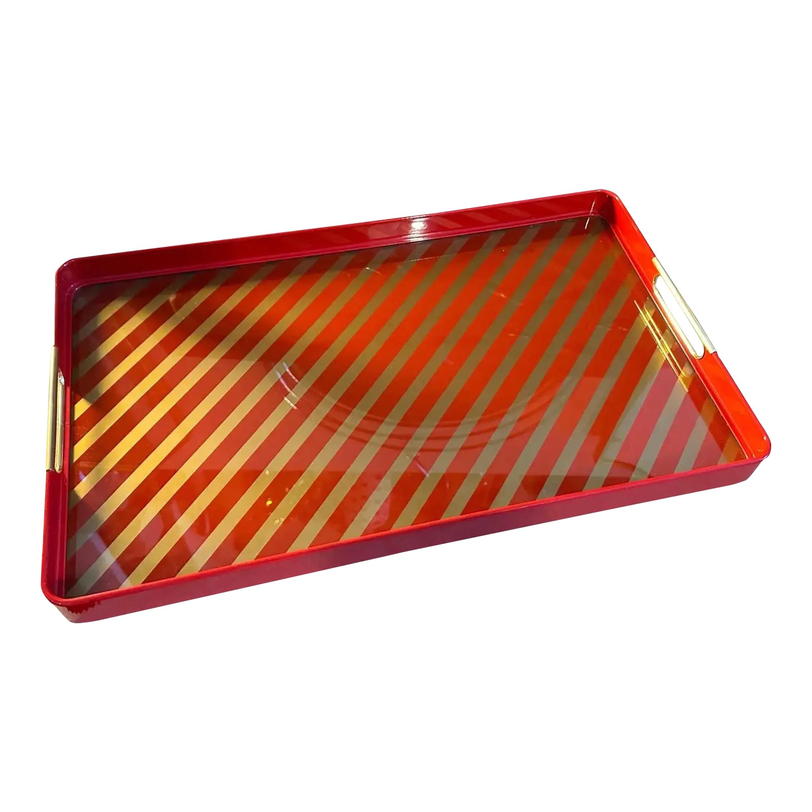 1960s Mid-Century Modern Red and Gold Painted Metal Rectangular Italian ...
