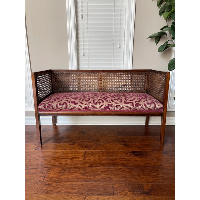 1950s Vintage Mid Century Modern Cane Back Bench Chairish