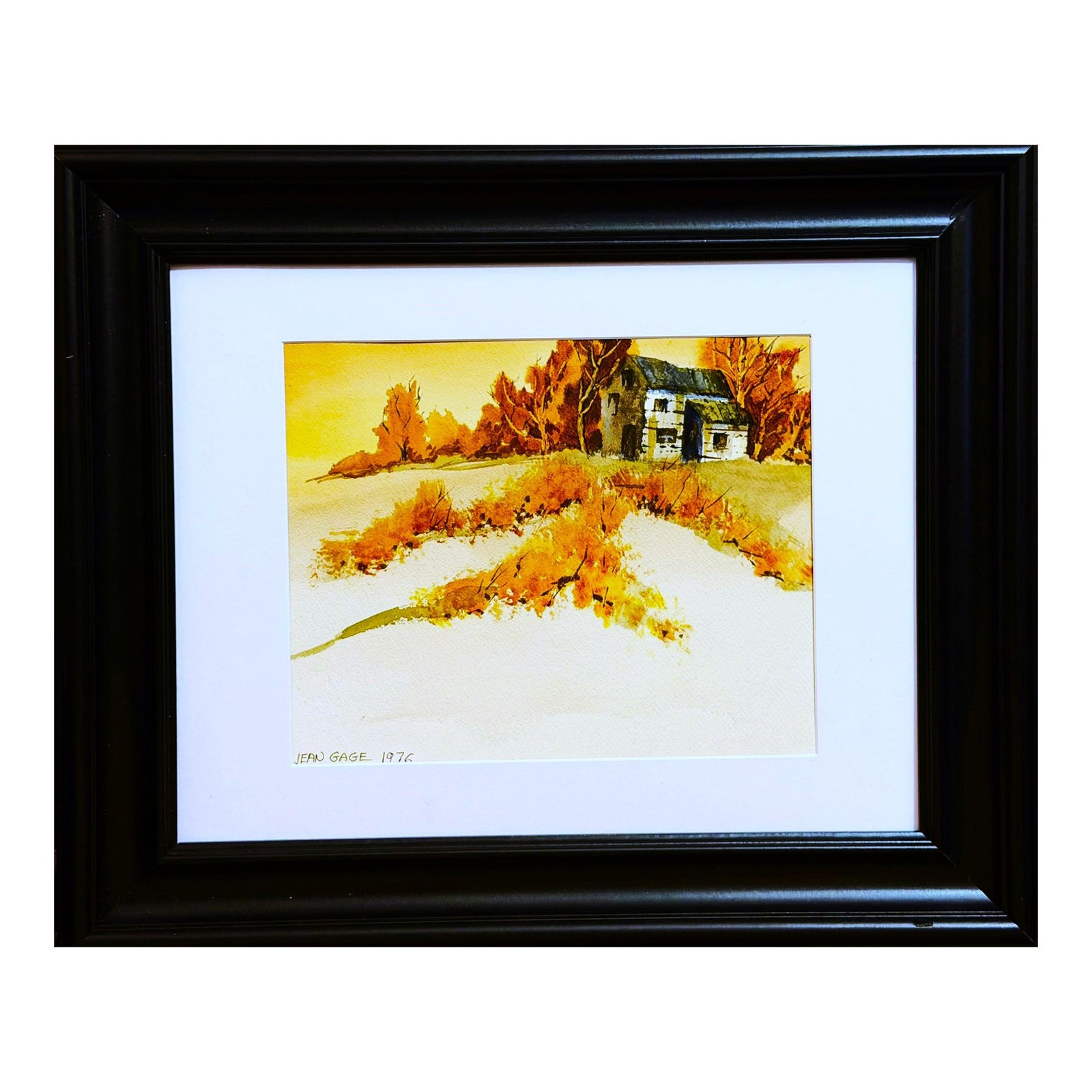 Original Late 20th Century Watercolour “Indiana Snow in Autumn” With ...