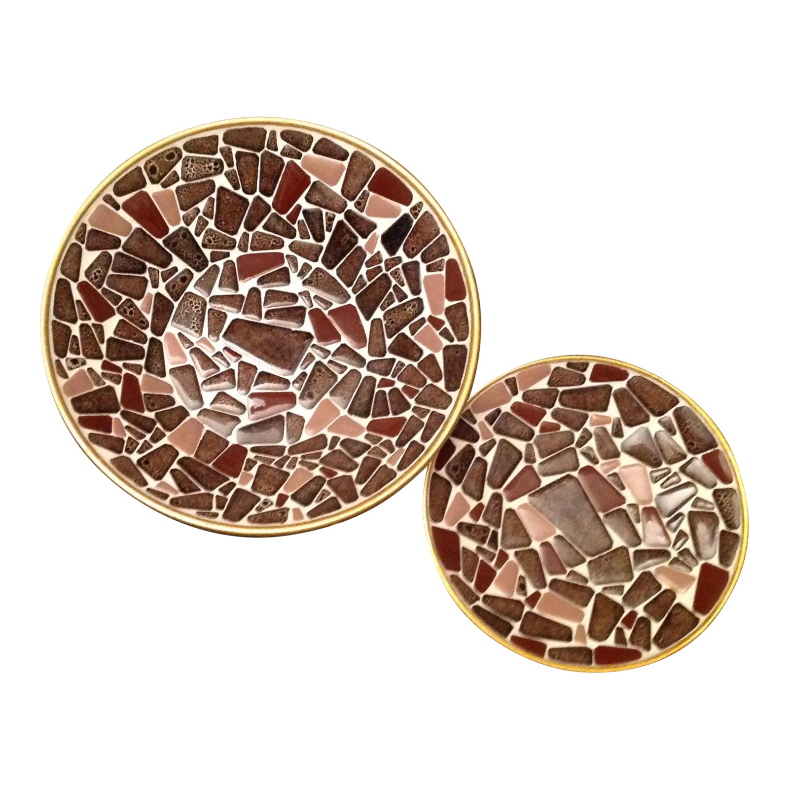 Mid-Century Modern Mosaic Tile Bowl & Plate- Set of 2 | Chairish