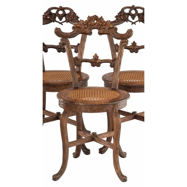 Antique Black Forest Carved Wood German Side Chairs Set of Four Chairish