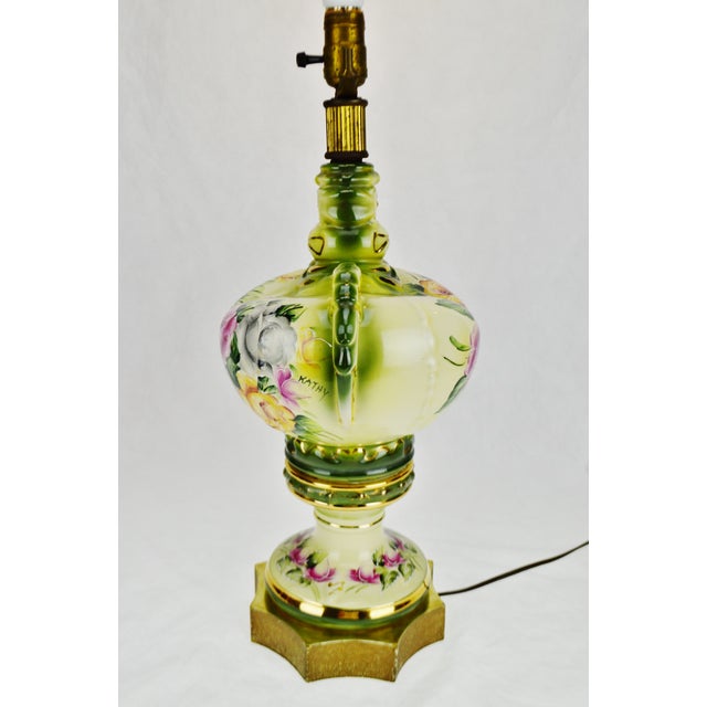 Vintage Hand Painted Victorian Style Porcelain Table Lamp - Signed ...