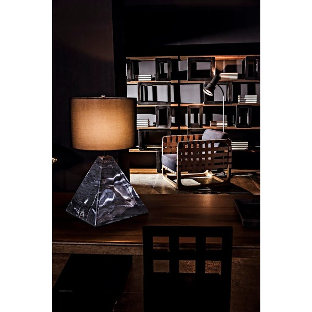 NOIR Sheba Pyramid Table Lamp with Black Shade | Chairish