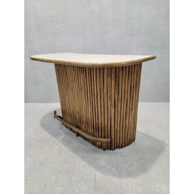 Mid 20th Century Paul Frankl Style Half-Moon Bamboo Tiki Dry-Bar With 2 ...