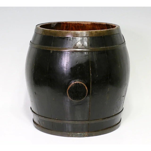 Large Antique Qing Dynasty Rustic Chinese Brass Black Banded Storage ...