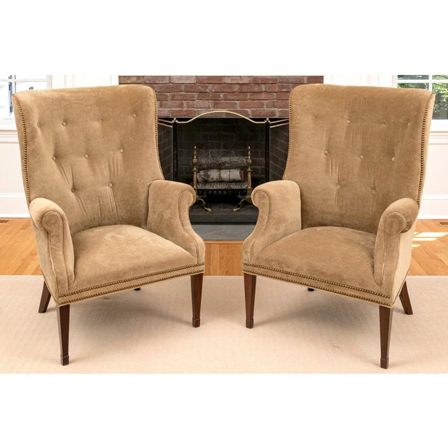 Pair of Hickory Chair Federal Style Isaac Wing Chairs With Velvet ...