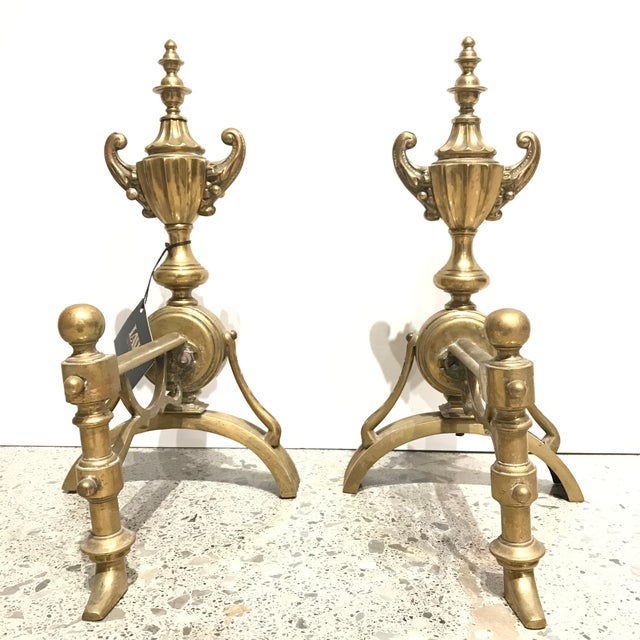 19th Century Antique French Top Fire Dogs Andirons - a Pair | Chairish