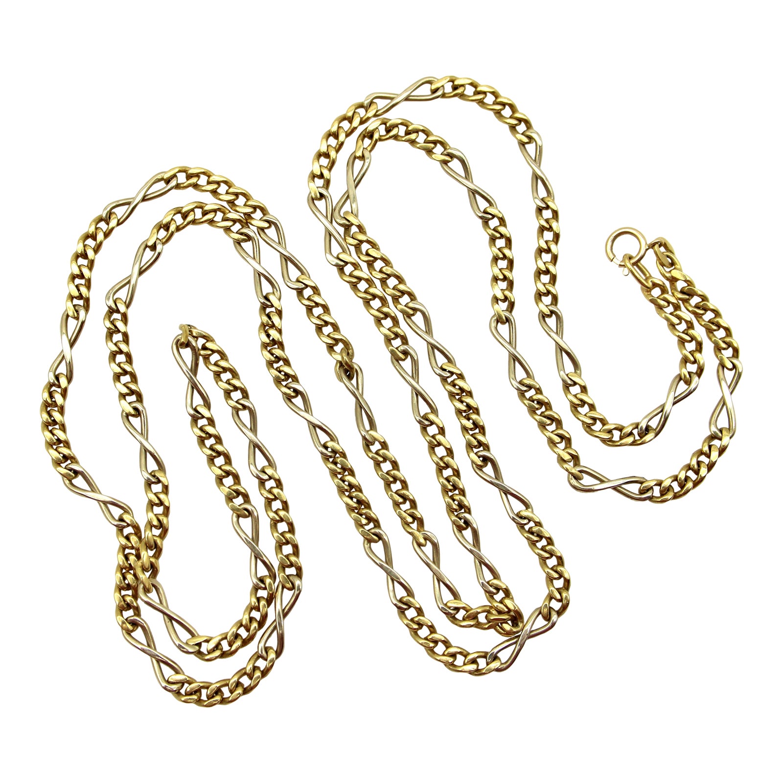 Vintage 18k Gold Italian 37" Curb and Infinity Link Chain | Chairish