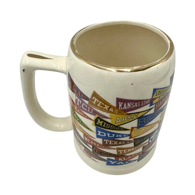 Vintage College University Pennants Ceramic Stein Mug | Chairish