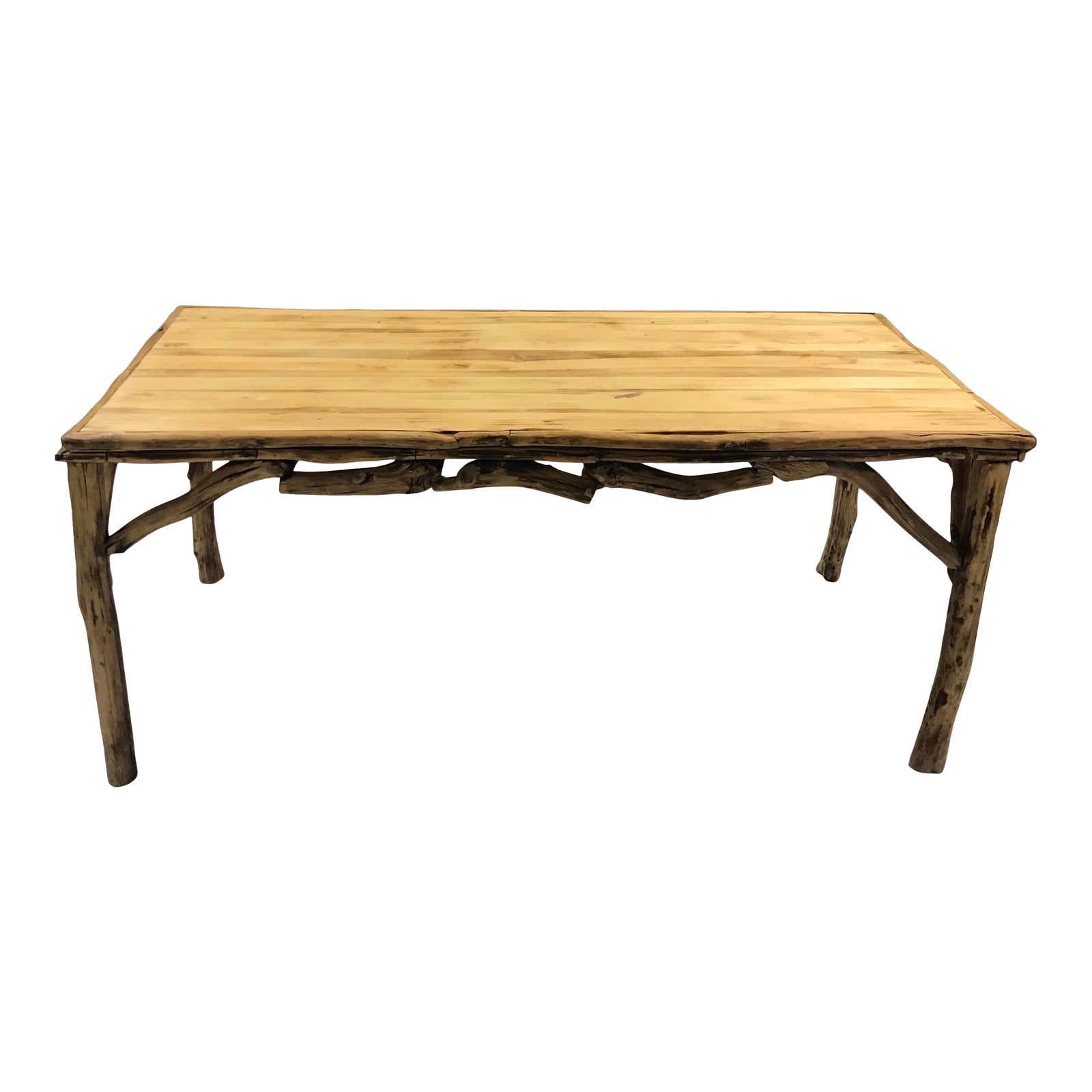 1980s Rustic Farmhouse Dining Table | Chairish